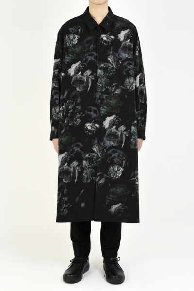 2020 A/W LAD MUSICIAN DECHINE INKJET FLOWER SKULL LONG SHIRT「Lotus | ロータス」